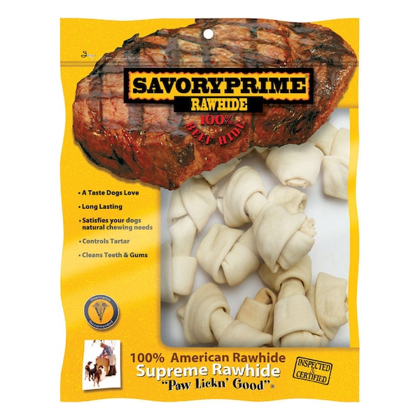 Savory Prime Savory Prime Supreme Small Adult Knotted Bone Rawhide 4-5 in. L 10 pk 995 | Zoro